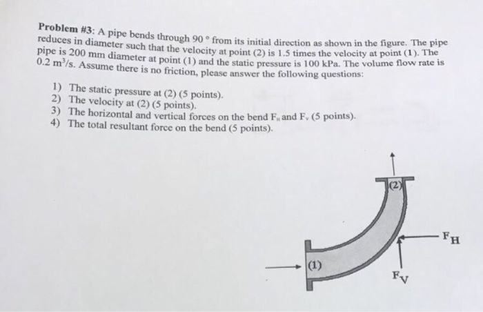 Solved Problem #3: A pipe bends through 90 ° from its | Chegg.com
