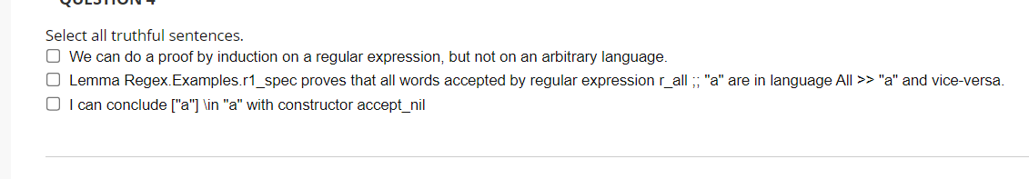 Solved Select all truthful sentences. We can do a proof by | Chegg.com