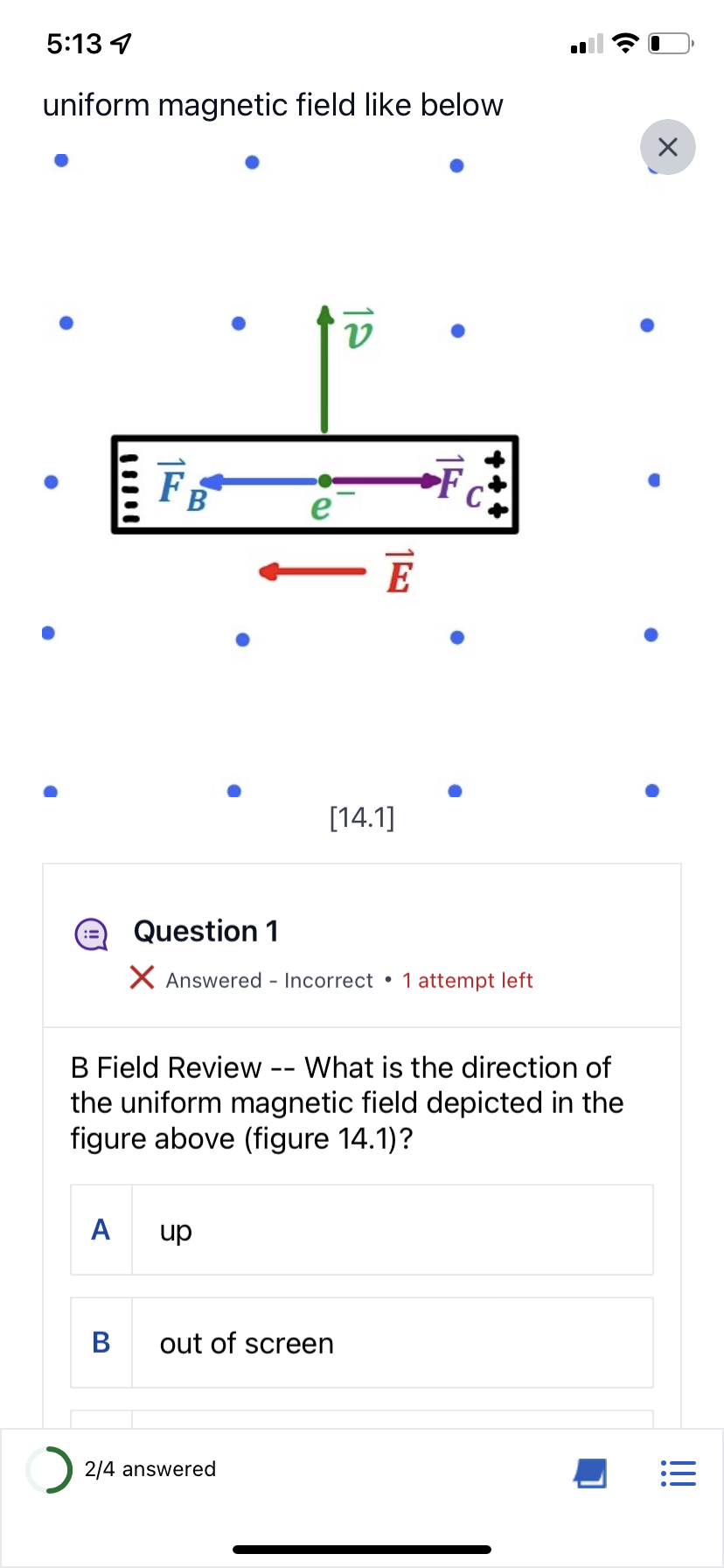 Solved B Field Review -- What is the direction of the | Chegg.com