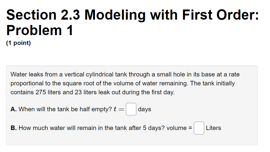 Solved Section 2 3 Modeling With First Order Problem 1 1