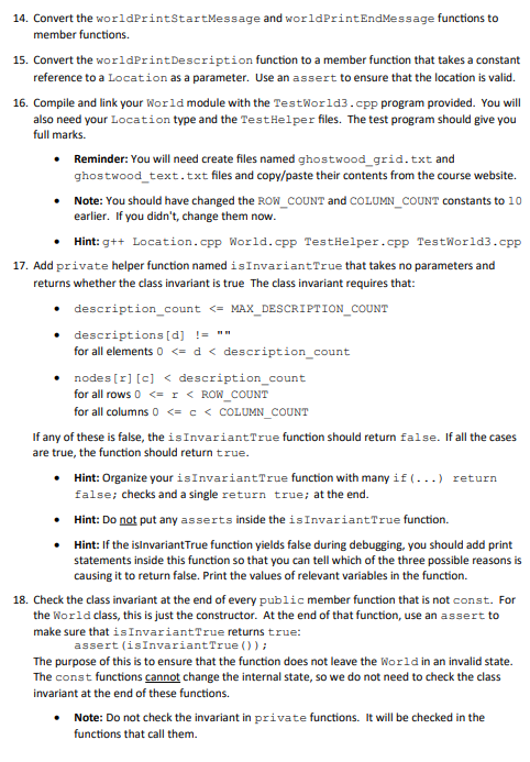 Solved Part B: Refactor World into a Class [please use C++ | Chegg.com Solved Part B: Refactor World into a Class [please use C++ | Chegg.com
