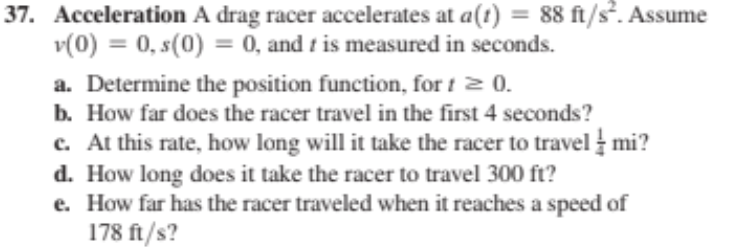 Solved 7. Acceleration A drag racer accelerates at | Chegg.com