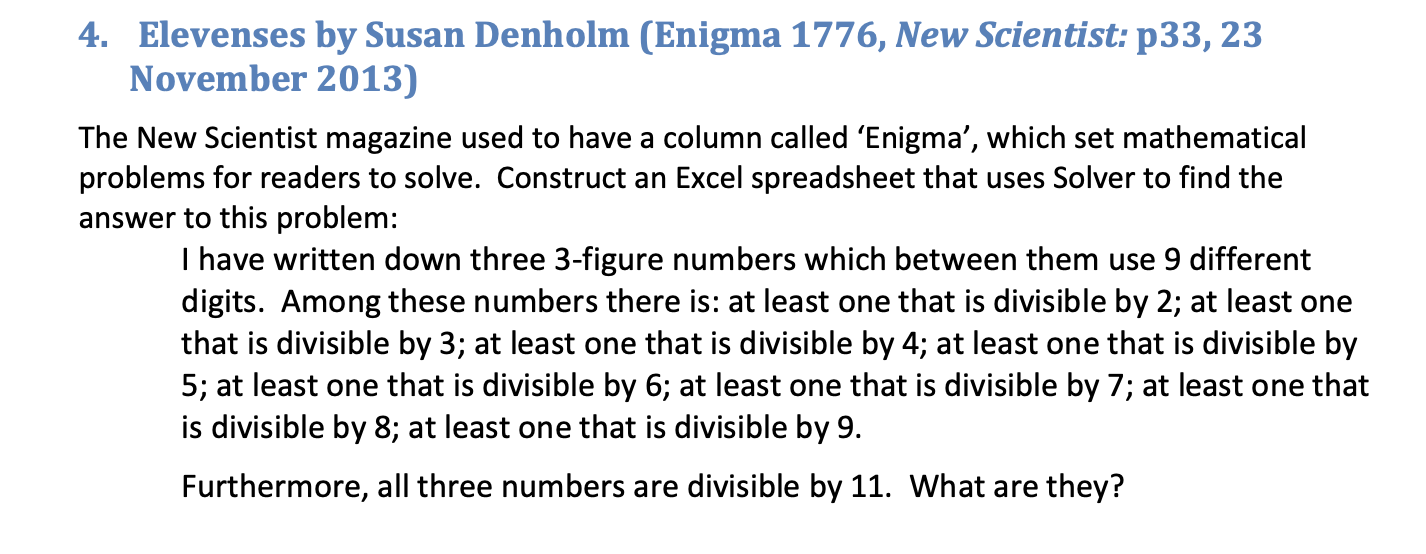 Only using SOLVER on Excel create a spreadsheet that | Chegg.com