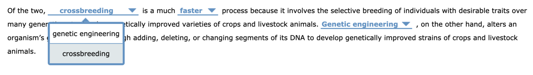 Solved 1. Crossbreeding and genetic engineering in | Chegg.com