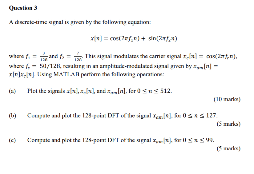 Solved Question 3 A discrete-time signal is given by the | Chegg.com