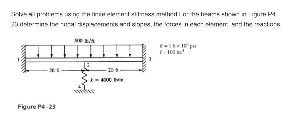 Solved Solve all problems using the finite element stiffness | Chegg.com