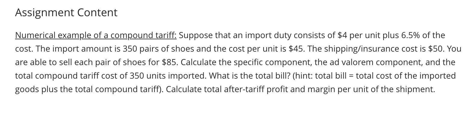 Solved Assignment Content Numerical example of a compound | Chegg.com