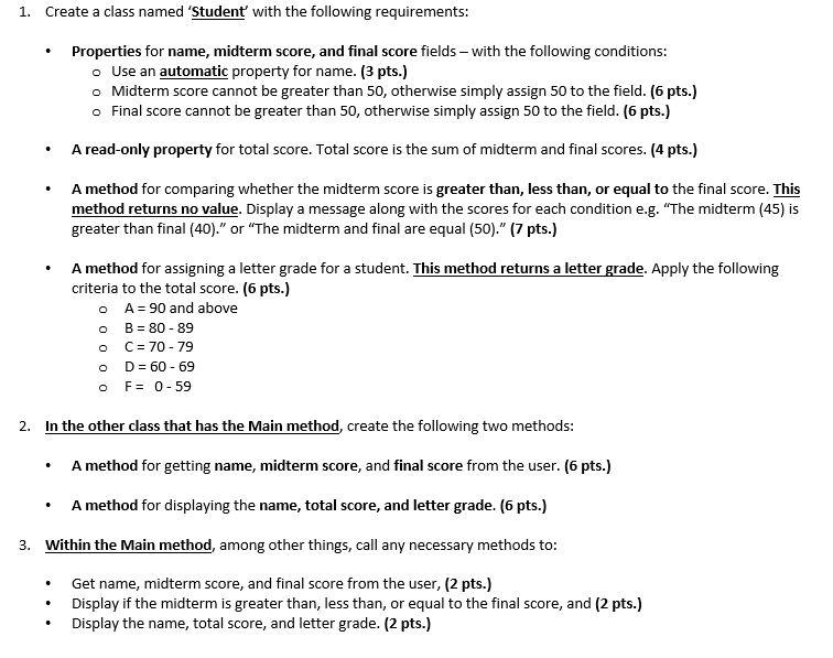Solved 1. Create a class named 'Student with the following | Chegg.com