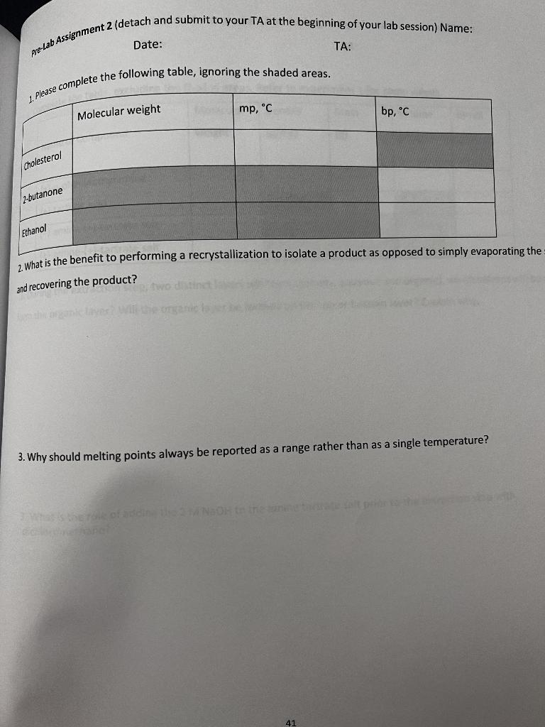 Solved Date: Pre-Lab Assignment 2 (detach and submit to your | Chegg.com