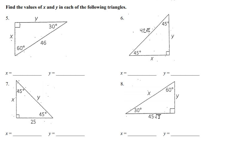 Solved Find the values of x and y in each of the following | Chegg.com