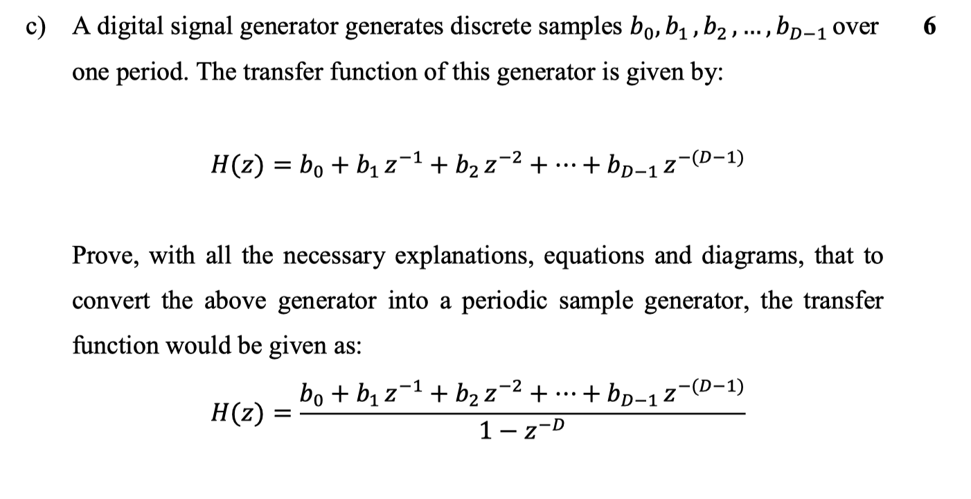 Solved 6 c) A digital signal generator generates discrete | Chegg.com