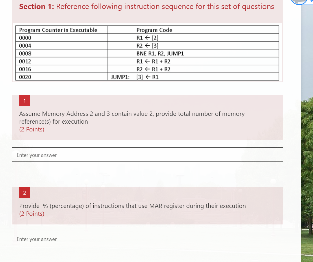 Solved Section 1: Reference following instruction sequence | Chegg.com