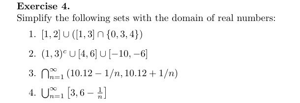 Solved Exercise 4.Simplify the following sets with the | Chegg.com