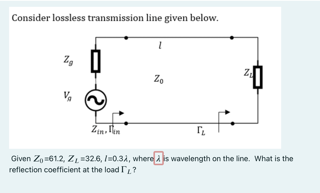 Solved Consider lossless transmission line given below. | Chegg.com