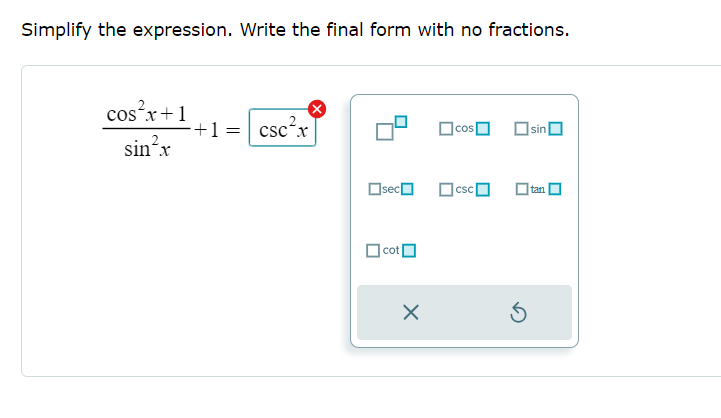 Solved Simplify the expression. Write the final form with no | Chegg.com