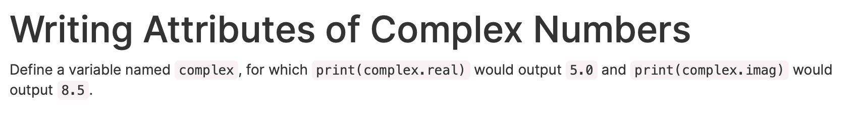 Solved Writing Attributes of Complex Numbers Define a | Chegg.com