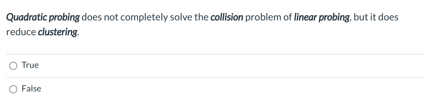 Solved Quadratic probing does not completely solve the | Chegg.com