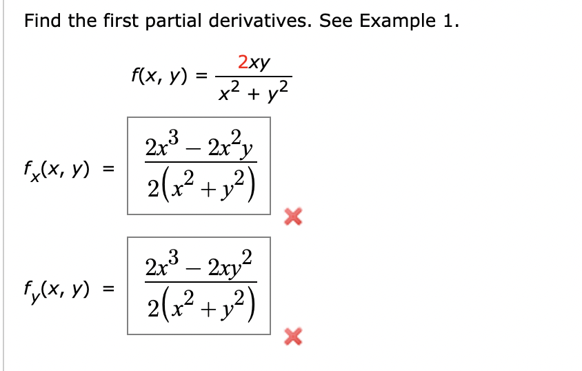 Solved Find the first partial derivatives. See Example 1. | Chegg.com