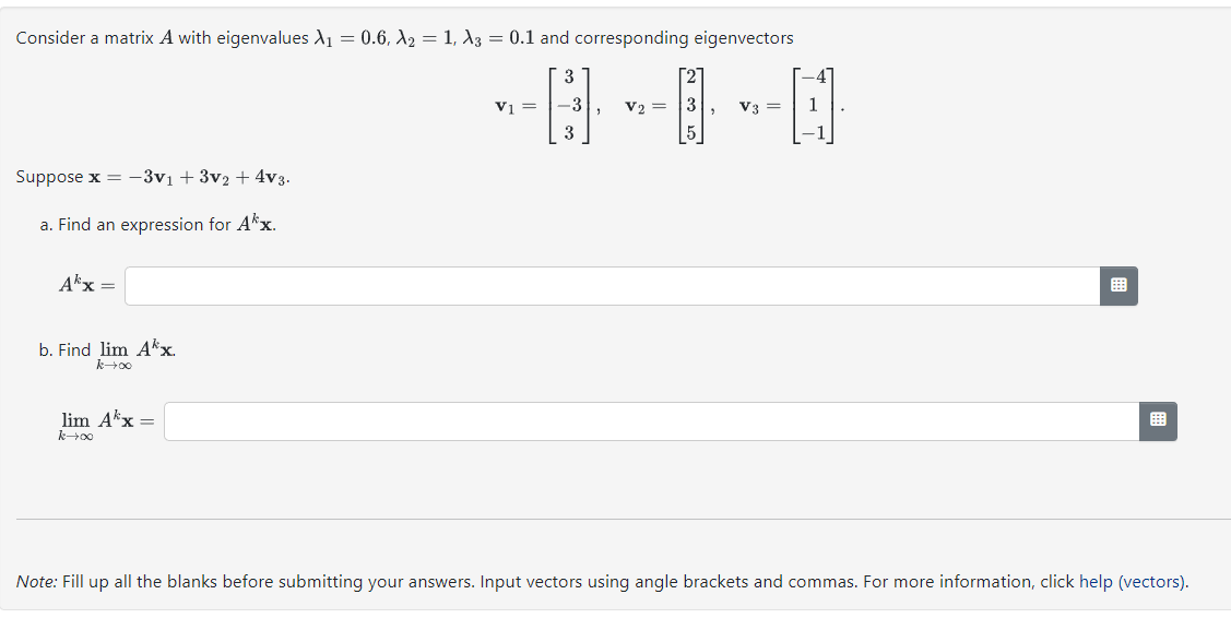 Solved Consider a matrix A with eigenvalues | Chegg.com