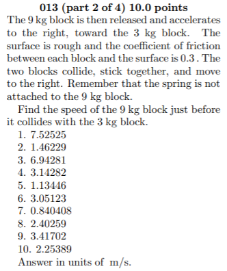 Solved 012 (part 1 of 4) 10.0 points A massless spring with | Chegg.com
