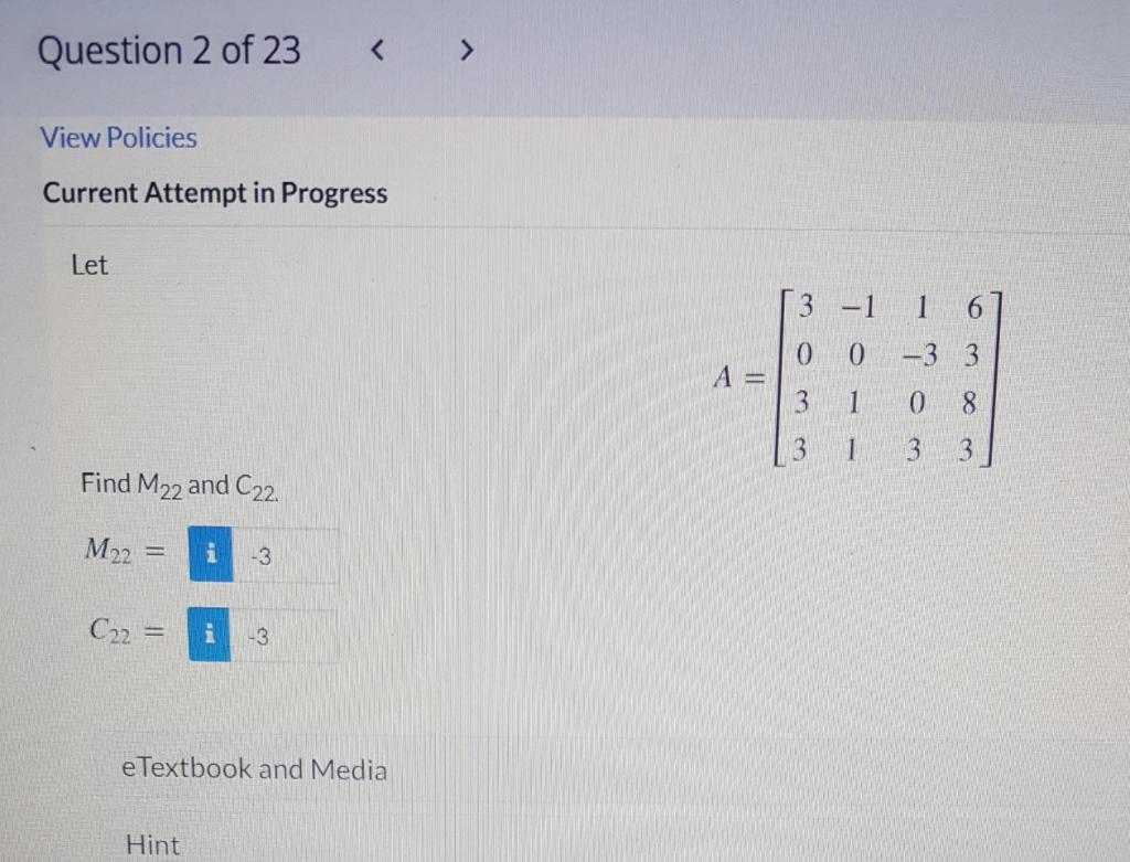 Solved Question 2 of 23 View Policies Current Attempt in | Chegg.com
