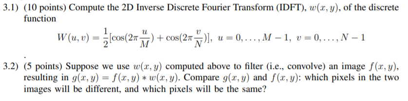 3.1) (10 points) Compute the 2D Inverse Discrete | Chegg.com