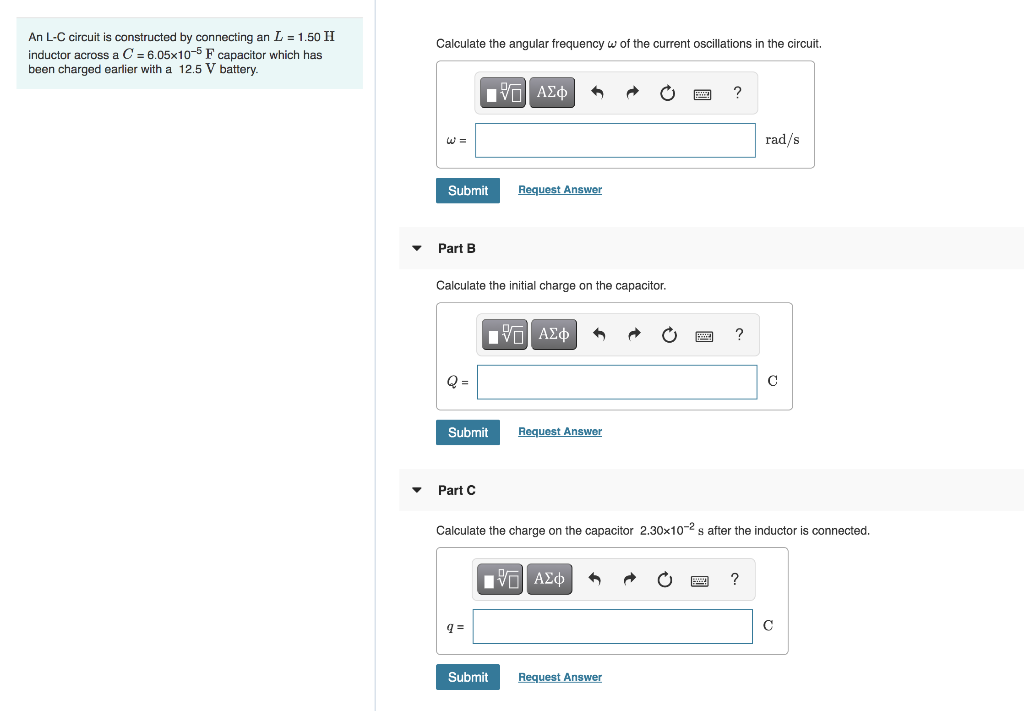 Solved Calculate the angular frequency w of the current | Chegg.com