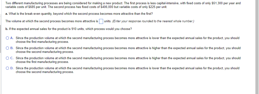 Solved Two different manufacturing processes are being | Chegg.com