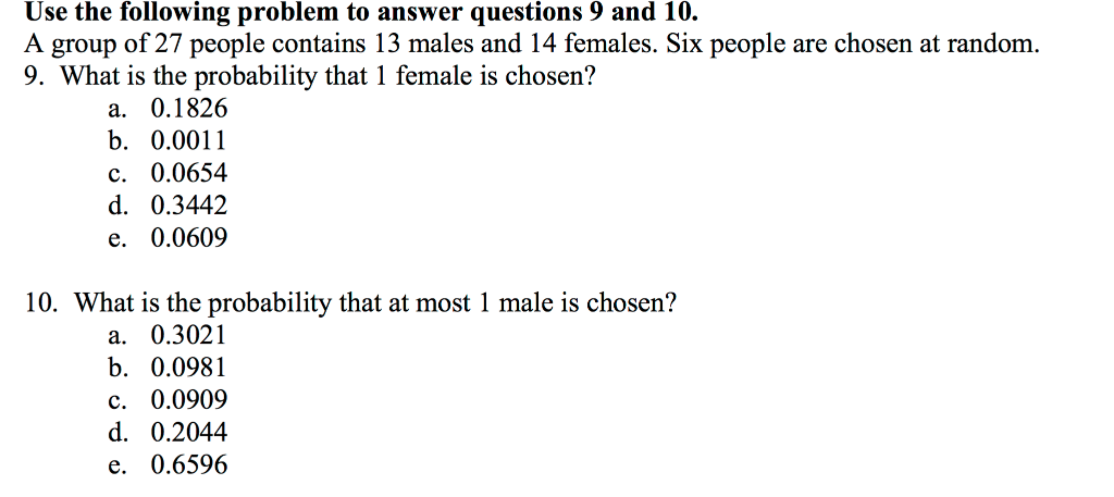 Solved Use the following problem to answer questions 9 and | Chegg.com