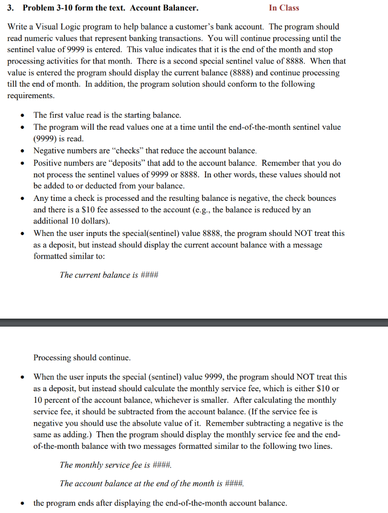 Solved 3. Problem 3-10 form the text. Account Balancer. In | Chegg.com