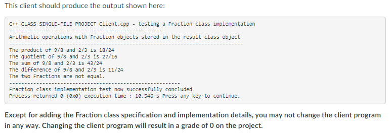 Solved Write a Fraction class whose objects will | Chegg.com