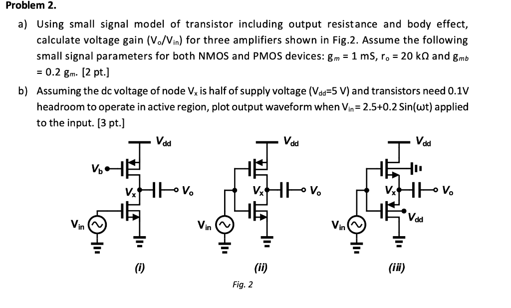 Solved Problem 2. a) Using small signal model of transistor | Chegg.com