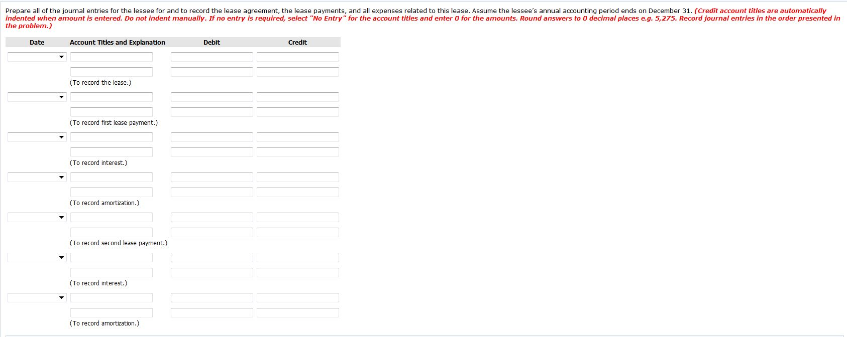 Solved Prepare all of the journal entries for the lessee | Chegg.com