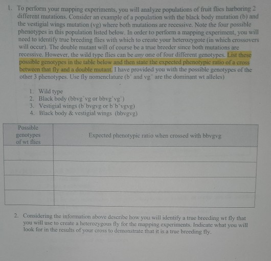 Solved 1. To perform your mapping experiments, you will | Chegg.com