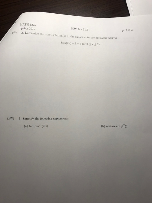 Solved MATH 122a Spring 2019 HW 5-$1.5 p. 2 of 3 t) 2. | Chegg.com