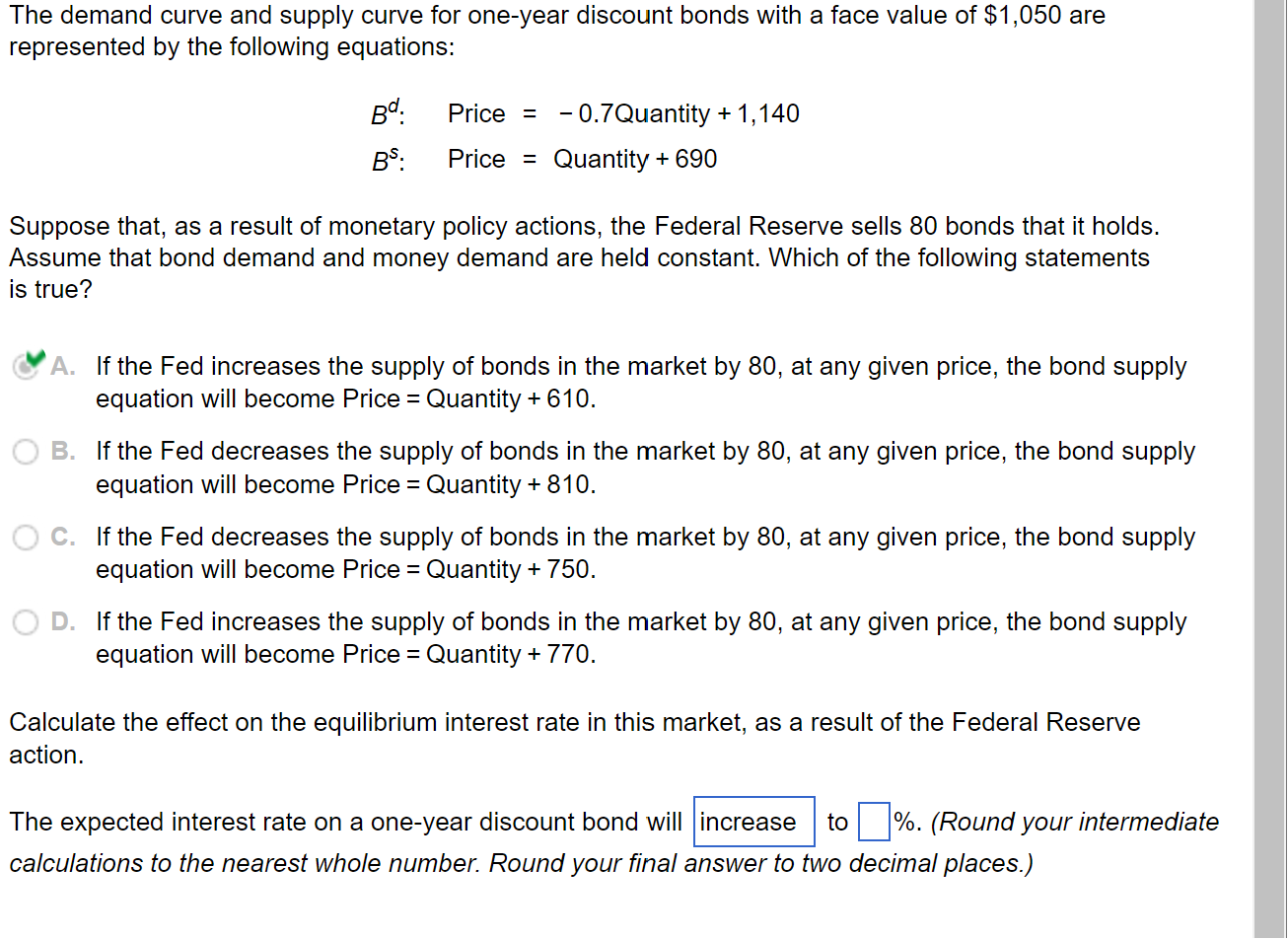 Solved The demand curve and supply curve for one-year | Chegg.com