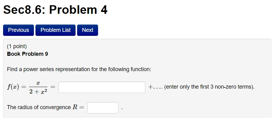 Solved Sec8.6: Problem 4 Previous Problem List Next (1 | Chegg.com