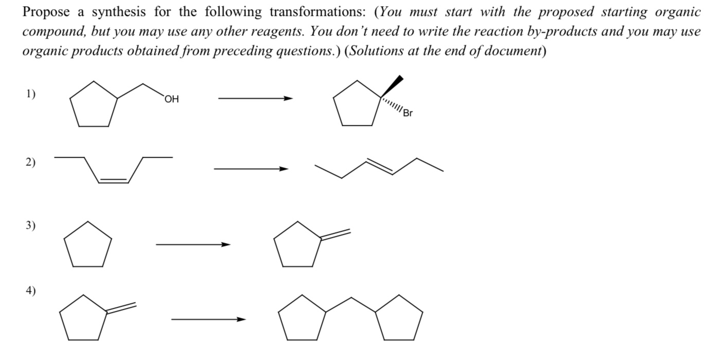 Propose a synthesis for the following | Chegg.com