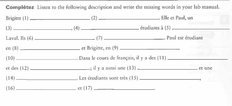 FRENCH: Use the following description and write the | Chegg.com