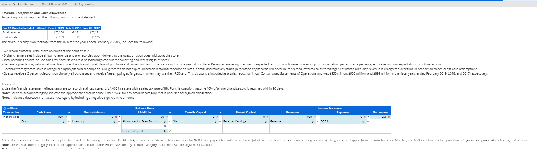 Solved Revenue Recognition and Sales Allowances Target | Chegg.com