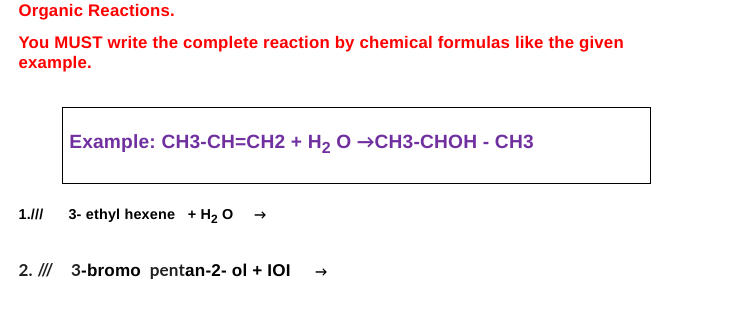 Solved Organic Reactions. You MUST write the complete | Chegg.com