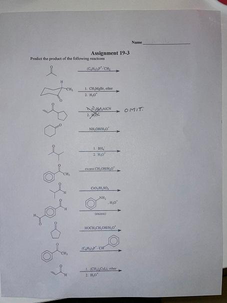 Solved Assignment 19-3 Predict the product of the following | Chegg.com