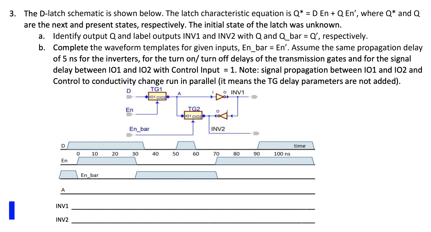Solved 3. The D-latch schematic is shown below. The latch | Chegg.com