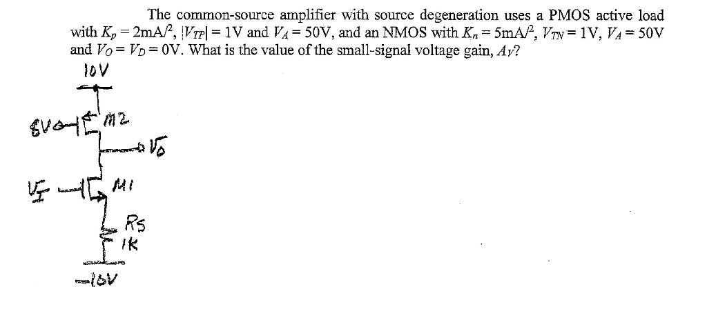 Solved The Common Source Amplifier With Source Degeneration