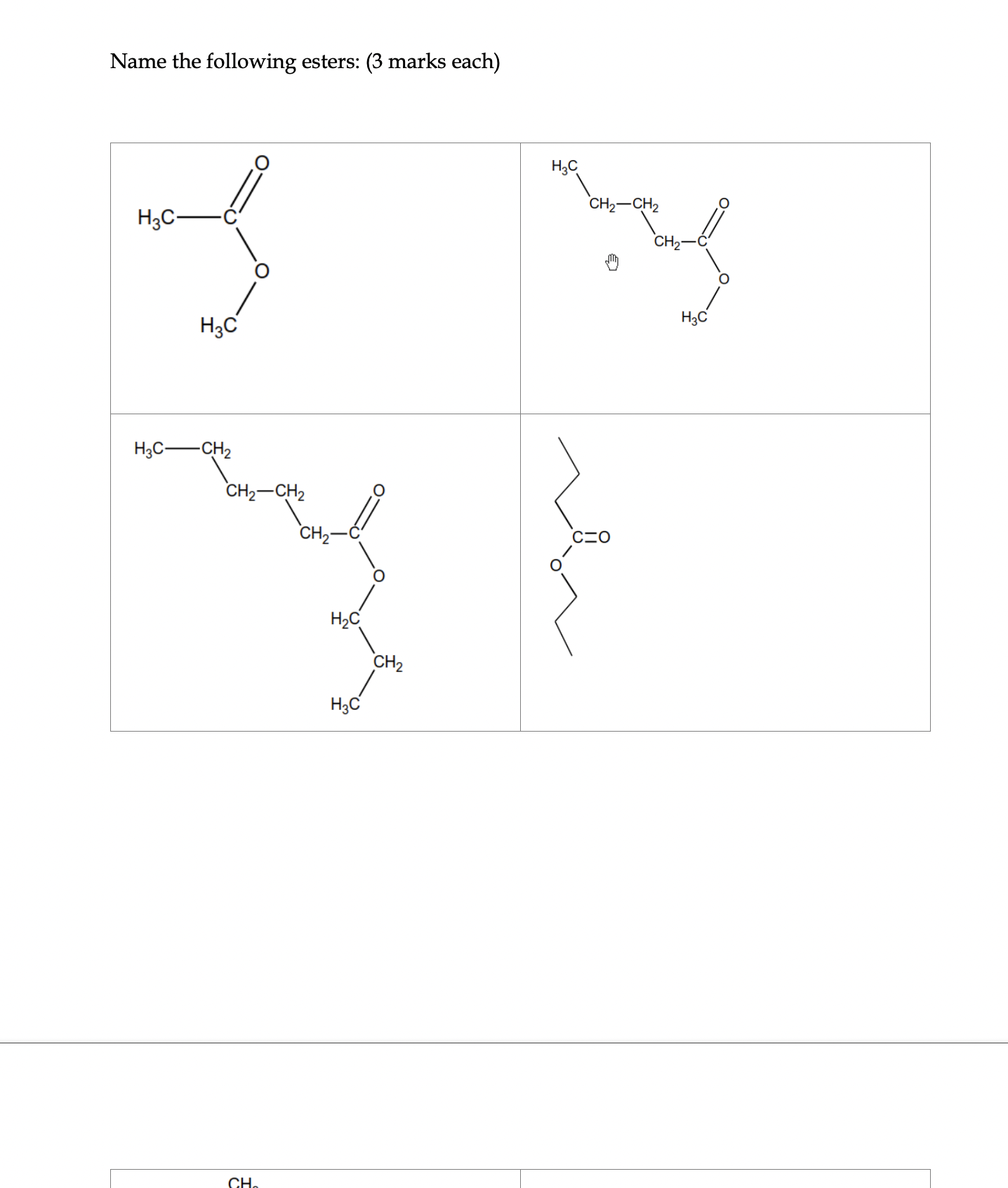 Solved Name the following esters: (3 marks each) | Chegg.com