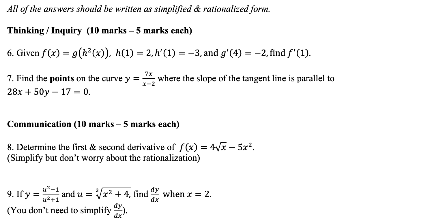 Solved All of the answers should be written as simplified | Chegg.com