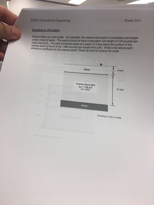 Solved Winter 2019 CE381 Geotechnical Engineering Question 4 | Chegg.com
