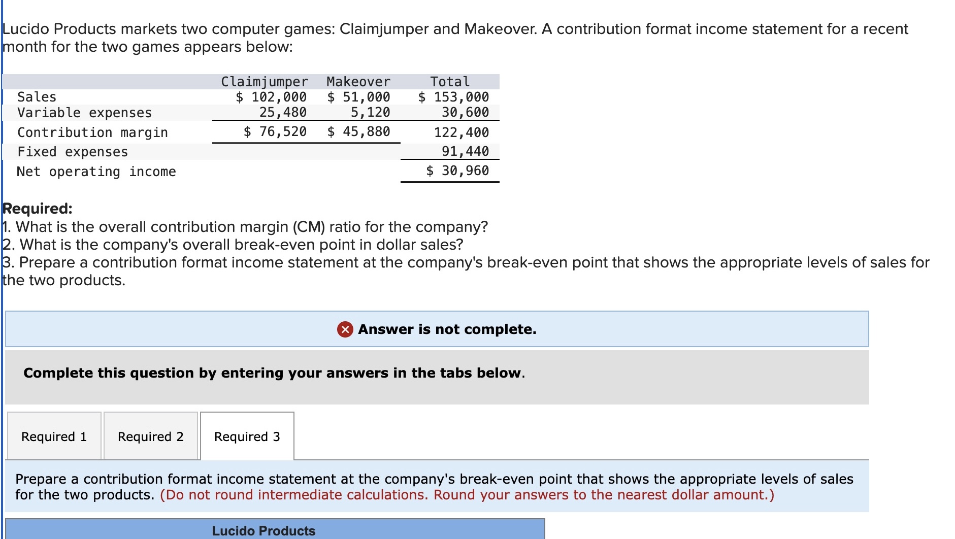 Solved Lucido Products markets two computer games: | Chegg.com