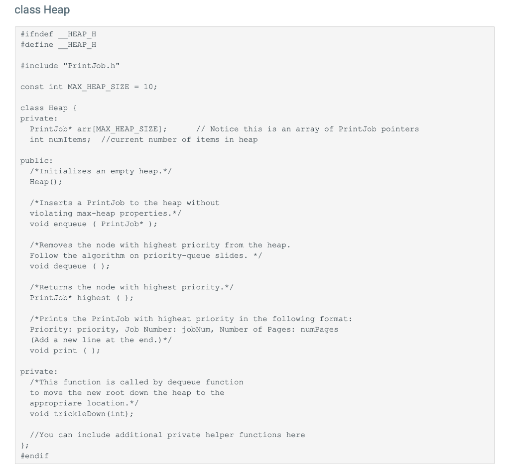 Implement a max-heap to manage print jobs. You are | Chegg.com