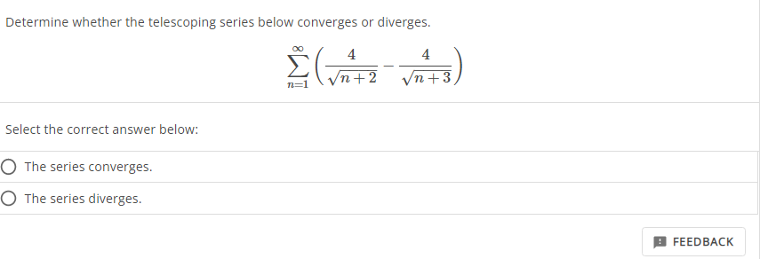 Solved Determine whether the telescoping series below | Chegg.com